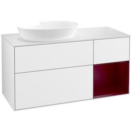 Villeroy & Boch Villeroy und Boch Finion Waschtischunterschrank FA51HBGF 120cm, Abdeckplatte white matt, Regale Peony matt lacquer, Glossy white lacquer