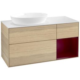 Villeroy & Boch Villeroy und Boch Finion Waschtischunterschrank FA51HBPC 120cm, Abdeckplatte white matt, Regale Peony matt lacquer, Oak Veneer