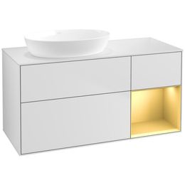 Villeroy & Boch Villeroy und Boch Finion Waschtischunterschrank FA51HFMT 120cm, Abdeckplatte white matt, Regale Gold matt lacquer, White matt lacquer
