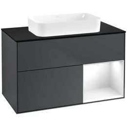 Villeroy & Boch Villeroy und Boch Finion Waschtischunterschrank F662GFHG 100x60,3x50,1cm, Regal rechts Glossy white lacquer, Midnight Blue Matt Lacquer