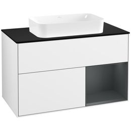 Villeroy & Boch Villeroy und Boch Finion Waschtischunterschrank F662HGGF 100x60,3x50,1cm, Regal rechts Midnight Blue Matt Lacquer, Glossy white lacquer