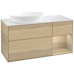 Villeroy & Boch Villeroy und Boch Finion Waschtischunterschrank FA51PCPC 120cm, Abdeckplatte white matt, Regale Oak Veneer, Oak Veneer