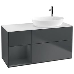 Villeroy & Boch Villeroy und Boch Finion Waschtischunterschrank F921HGHG 120cm, Abdeckplatte white matt, Regale Midnight matt lacquer, Midnight Blue Matt Lacquer