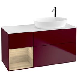Villeroy & Boch Villeroy und Boch Finion Waschtischunterschrank F921PCHB 120cm, Abdeckplatte white matt, Regale Oak Veneer, Peony Matt