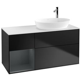 Villeroy & Boch Villeroy und Boch Finion Waschtischunterschrank F921HGPD 120cm, Abdeckplatte white matt, Regale Midnight matt lacquer, Black matt lacquer