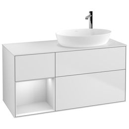 Villeroy & Boch Villeroy und Boch Finion Waschtischunterschrank F921MTMT 120cm, Abdeckplatte white matt, Regale White matt lacquer, White matt lacquer