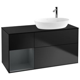 Villeroy & Boch Villeroy und Boch Finion Waschtischunterschrank G922HGPD 120cm, Abdeckplatte black matt, Emotion, Regale Midnight matt lacquer, Black matt lacquer