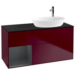 Villeroy & Boch Villeroy und Boch Finion Waschtischunterschrank G922HGHB 120cm, Abdeckplatte black matt, Emotion, Regale Midnight matt lacquer, Peony Matt