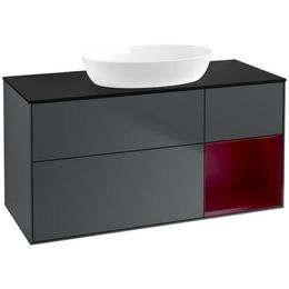 Villeroy & Boch Villeroy und Boch Finion Waschtischunterschrank FA72HBHG 120cm, Abdeckplatte black matt, Regale Peony matt lacquer, Midnight Blue Matt Lacquer