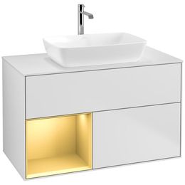 Villeroy & Boch Villeroy und Boch Finion Waschtischunterschrank F771HFMT 100cm, Abdeckplatte white matt, Regale Gold matt lacquer, White matt lacquer