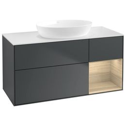 Villeroy & Boch Villeroy und Boch Finion Waschtischunterschrank GA71PCHG 120cm, Abdeckplatte white matt, Emotion, Regale Oak Veneer, Midnight Blue Matt Lacquer