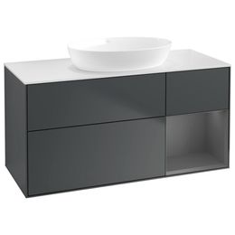 Villeroy & Boch Villeroy und Boch Finion Waschtischunterschrank GA71GKHG 120cm, Abdeckplatte white matt, Emotion, Regale Anthracite matt lacquer, Midnight Blue Matt Lacquer