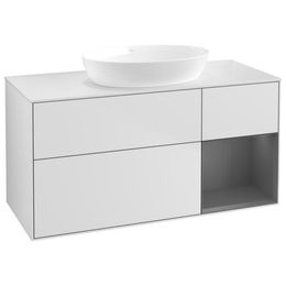 Villeroy & Boch Villeroy und Boch Finion Waschtischunterschrank GA71GKMT 120cm, Abdeckplatte white matt, Emotion, Regale Anthracite matt lacquer, White matt lacquer