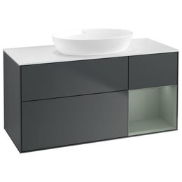 Villeroy & Boch Villeroy und Boch Finion Waschtischunterschrank GA71GMHG 120cm, Abdeckplatte white matt, Emotion, Regale Olive matt lacquer, Midnight Blue Matt Lacquer