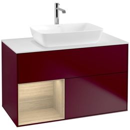 Villeroy & Boch Villeroy und Boch Finion Waschtischunterschrank F771PCHB 100cm, Abdeckplatte white matt, Regale Oak Veneer, Peony Matt