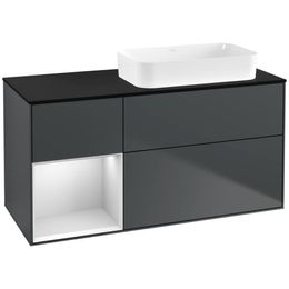 Villeroy & Boch Villeroy und Boch Finion Waschtischunterschrank F682MTHG 120x60,3x50,1cm, Regal links White matt lacquer, Midnight Blue Matt Lacquer