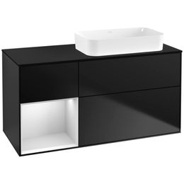Villeroy & Boch Villeroy und Boch Finion Waschtischunterschrank F682MTPD 120x60,3x50,1cm, Regal links White matt lacquer, Black matt lacquer