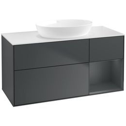 Villeroy & Boch Villeroy und Boch Finion Waschtischunterschrank FA71HGHG 120cm, Abdeckplatte white matt, Regale Midnight matt lacquer, Midnight Blue Matt Lacquer