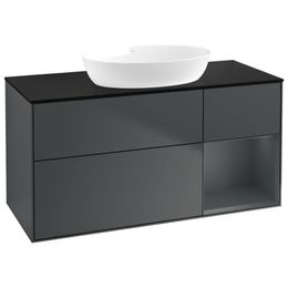 Villeroy & Boch Villeroy und Boch Finion Waschtischunterschrank FA72HGHG 120cm, Abdeckplatte black matt, Regale Midnight matt lacquer, Midnight Blue Matt Lacquer