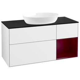 Villeroy & Boch Villeroy und Boch Finion Waschtischunterschrank GA72HBGF 120cm, Abdeckplatte black matt, Emotion, Regale Peony matt lacquer, Glossy white lacquer