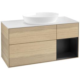 Villeroy & Boch Villeroy und Boch Finion Waschtischunterschrank FA71PDPC 120cm, Abdeckplatte white matt, Regale Black matt lacquer, Oak Veneer