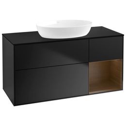 Villeroy & Boch Villeroy und Boch Finion Waschtischunterschrank GA72GNPD 120cm, Abdeckplatte black matt, Emotion, Regale Walnut Veneer, Black matt lacquer