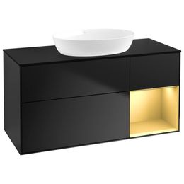 Villeroy & Boch Villeroy und Boch Finion Waschtischunterschrank GA72HFPD 120cm, Abdeckplatte black matt, Emotion, Regale Gold matt lacquer, Black matt lacquer