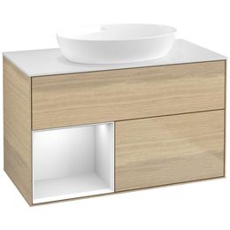 Villeroy & Boch Villeroy und Boch Finion Waschtischunterschrank FA11MTPC 100cm, Abdeckplatte white matt, Regale White matt lacquer, Oak Veneer