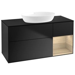Villeroy & Boch Villeroy und Boch Finion Waschtischunterschrank GA72PCPD 120cm, Abdeckplatte black matt, Emotion, Regale Oak Veneer, Black matt lacquer