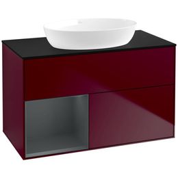 Villeroy & Boch Villeroy und Boch Finion Waschtischunterschrank FA12HGHB 100cm, Abdeckplatte black matt, Regale Midnight matt lacquer, Peony Matt