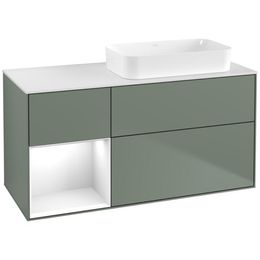 Villeroy & Boch Villeroy und Boch Finion Waschtischunterschrank F681GFGM 120x60,3x50,1cm, Regal links Glossy white lacquer, Olive Matt Lacquer