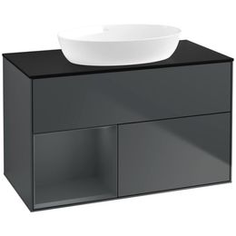 Villeroy & Boch Villeroy und Boch Finion Waschtischunterschrank FA12HGHG 100cm, Abdeckplatte black matt, Regale Midnight matt lacquer, Midnight Blue Matt Lacquer