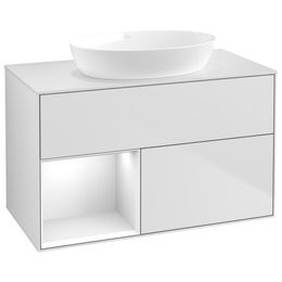 Villeroy & Boch Villeroy und Boch Finion Waschtischunterschrank FA11GFMT 100cm, Abdeckplatte white matt, Regale Glossy white lacquer, White matt lacquer