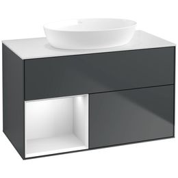 Villeroy & Boch Villeroy und Boch Finion Waschtischunterschrank FA11MTHG 100cm, Abdeckplatte white matt, Regale White matt lacquer, Midnight Blue Matt Lacquer