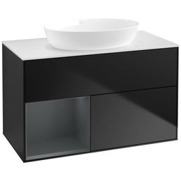 Villeroy & Boch Villeroy und Boch Finion Waschtischunterschrank FA11HGPD 100cm, Abdeckplatte white matt, Regale Midnight matt lacquer, Black matt lacquer