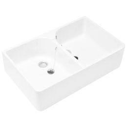 Villeroy & Boch Villeroy & Boch Doppelsp&uuml;lbecken O.novo 63310001 79,5 x 22 x 50 cm, mit &Uuml;berlauf, weiss alpin