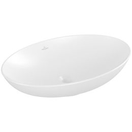 Villeroy & Boch Villeroy und Boch Loop & friends Aufsatz-Waschtisch 4A4801RW 62x42cm, oval, ohne Hahnlochbank, ohne &Uuml;berlauf, Stone White C-plus