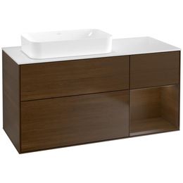 Villeroy & Boch Villeroy und Boch Finion Waschtischunterschrank F691GNGN 120x60,3x50,1cm, Regal rechts Walnut veneer, Walnut veneer