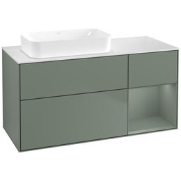Villeroy & Boch Villeroy und Boch Finion Waschtischunterschrank F691GMGM 120x60,3x50,1cm, Regal rechts Olive Matt Lacquer, Olive Matt Lacquer