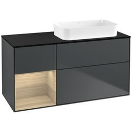 Villeroy & Boch Villeroy und Boch Finion Waschtischunterschrank G682PCHG 120x60,3x50,1cm, Regal links Oak Veneer, Midnight Blue Matt Lacquer