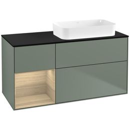 Villeroy & Boch Villeroy und Boch Finion Waschtischunterschrank G682PCGM 120x60,3x50,1cm, Regal links Oak Veneer, Olive Matt Lacquer