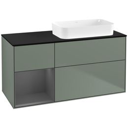 Villeroy & Boch Villeroy und Boch Finion Waschtischunterschrank G682GKGM 120x60,3x50,1cm, Regal links Anthracite matt, Olive Matt Lacquer