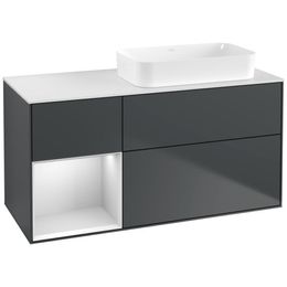 Villeroy & Boch Villeroy und Boch Finion Waschtischunterschrank G681MTHG 120x60,3x50,1cm, Regal links White matt lacquer, Midnight Blue Matt Lacquer
