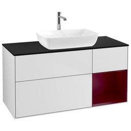 Villeroy & Boch Villeroy und Boch Finion Waschtischunterschrank G832HBMT 120cm, Abdeckplatte black matt, Emotion, Regale Peony matt lacquer, White matt lacquer