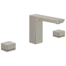Villeroy & Boch Villeroy und Boch Subway 3.0 Dreiloch-Waschtischarmatur TVW11200500064 fester Auslauf, ohne Ablaufgarnitur, brushed nickel black