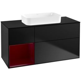 Villeroy & Boch Villeroy und Boch Finion Waschtischunterschrank G702HBPD 120x60,3x50,1cm, Regal rechts Peony, Black matt lacquer
