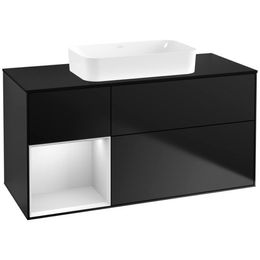 Villeroy & Boch Villeroy und Boch Finion Waschtischunterschrank G702MTPD 120x60,3x50,1cm, Regal rechts White matt lacquer, Black matt lacquer