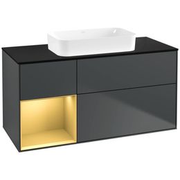 Villeroy & Boch Villeroy und Boch Finion Waschtischunterschrank G702HFHG 120x60,3x50,1cm, Regal rechts Gold matt, Midnight Blue Matt Lacquer