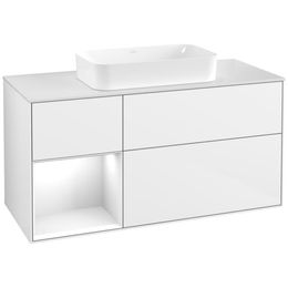 Villeroy & Boch Villeroy und Boch Finion Waschtischunterschrank G701GFGF 120x60,3x50,1cm, Regal rechts Glossy white lacquer, Glossy white lacquer