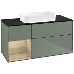Villeroy & Boch Villeroy und Boch Finion Waschtischunterschrank G702PCGM 120x60,3x50,1cm, Regal rechts Oak Veneer, Olive Matt Lacquer